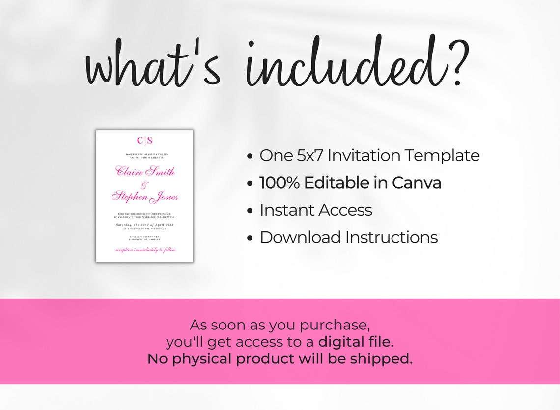 Printable Wedding Invitation Canva Template | Minimal Wedding ...