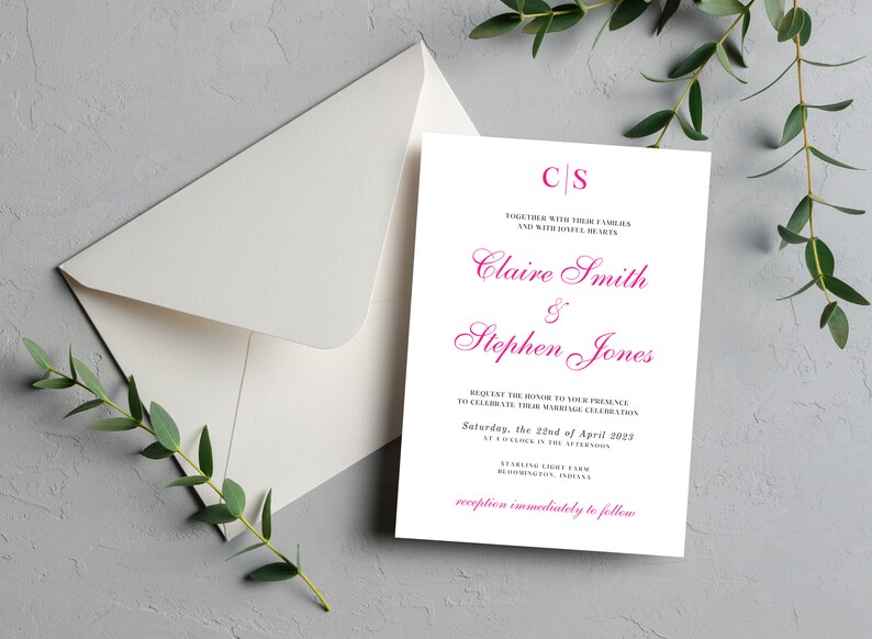 Printable Wedding Invitation Canva Template | Minimal Wedding ...
