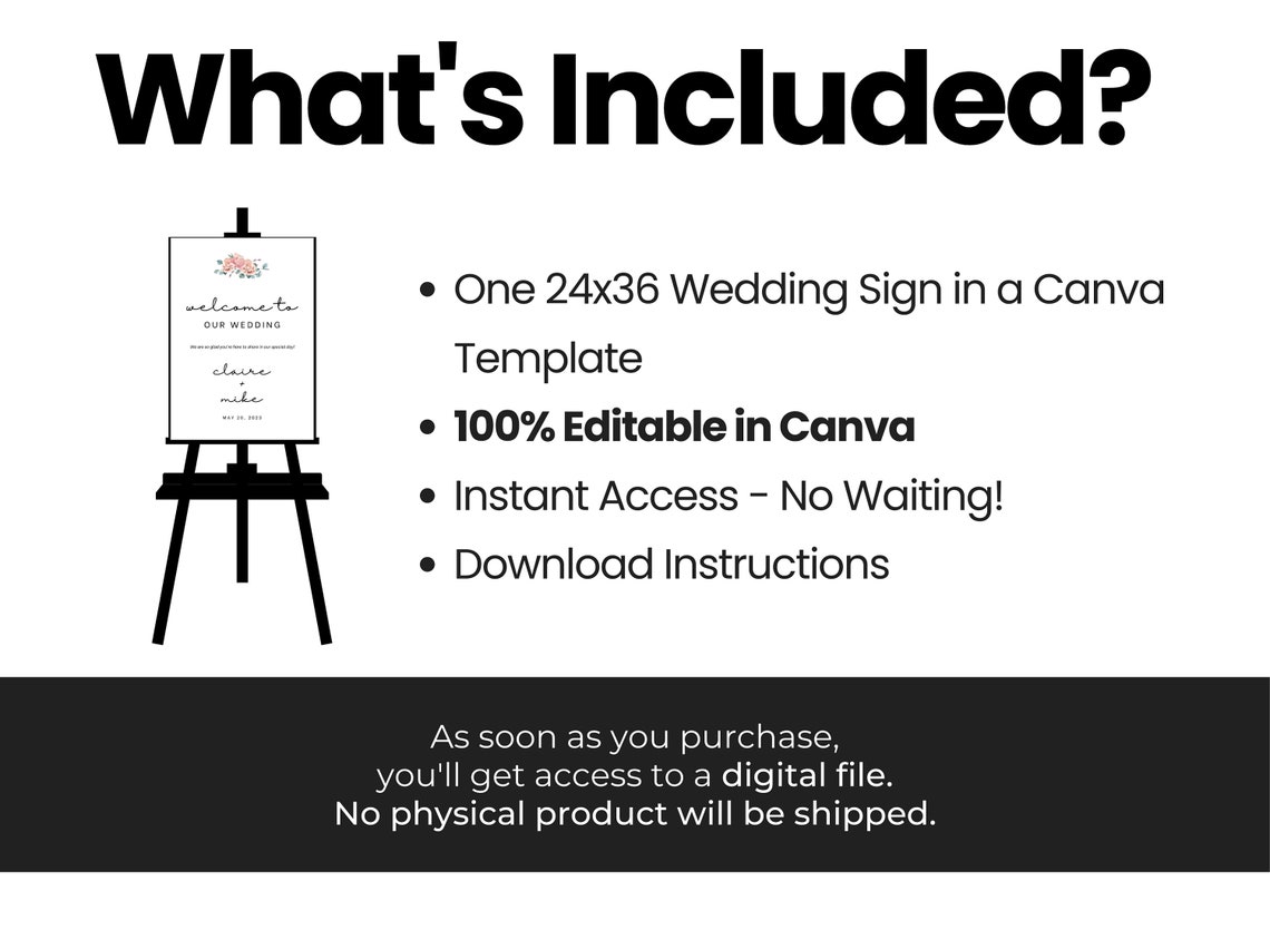Wedding Welcome Sign Printable Vertical, Canva Sign Template, Sign ...