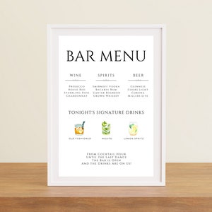 Bar Menu Template, Modern Editable Drink Menu Template, Minimalist ...