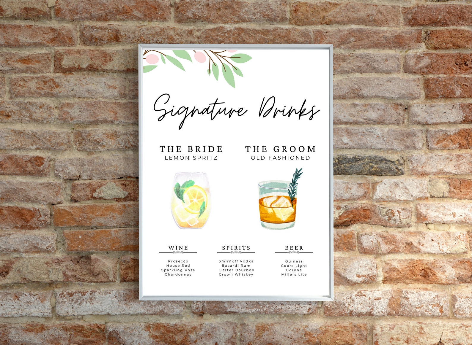 Signature Drinks Sign Template, Printable Bar Menu, Signature Drink ...