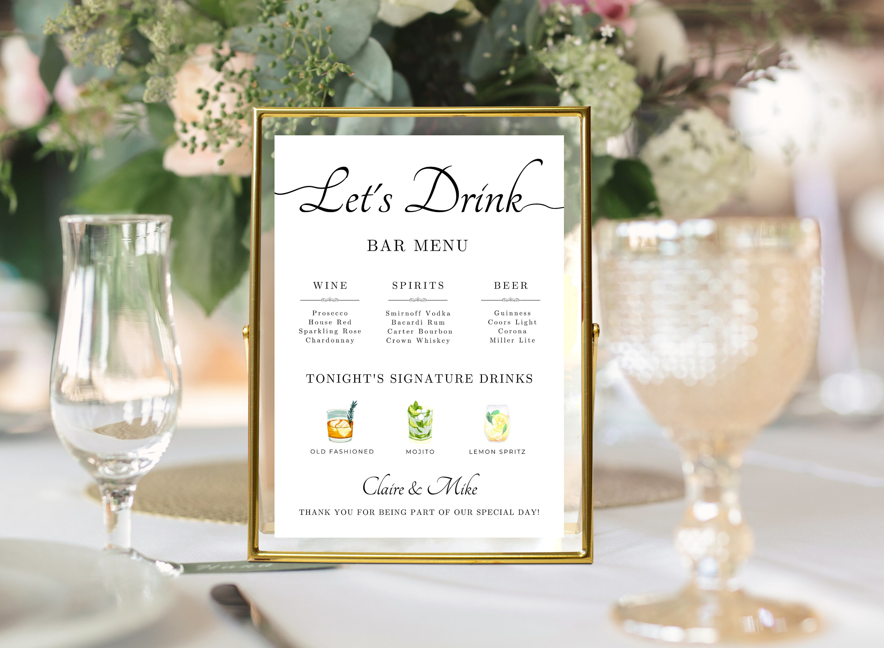 Bar Menu Template, Modern Editable Drink Menu Template, Minimalist ...