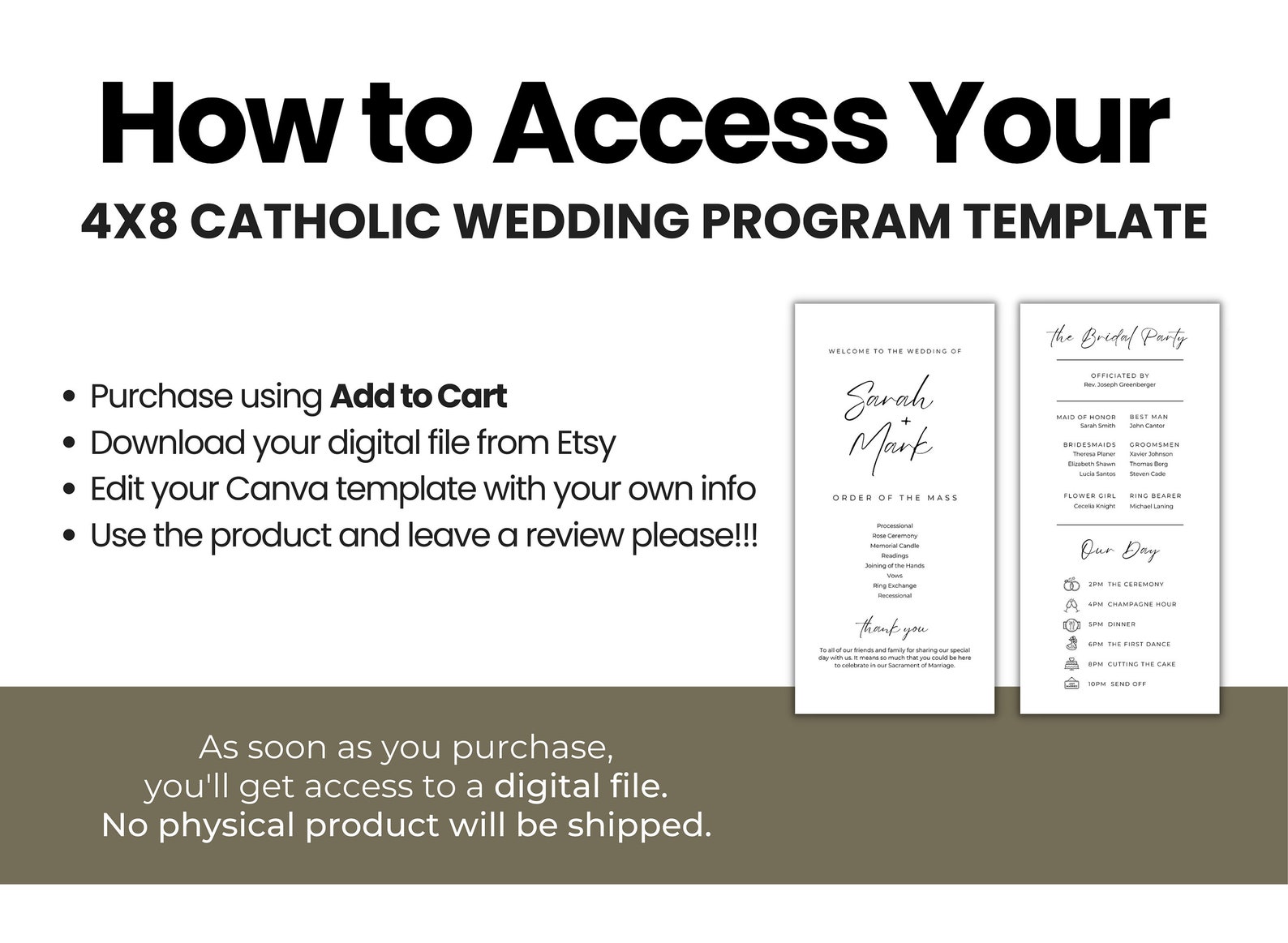 Catholic Wedding Program Template Canva, Custom Nuptial Mass Church ...