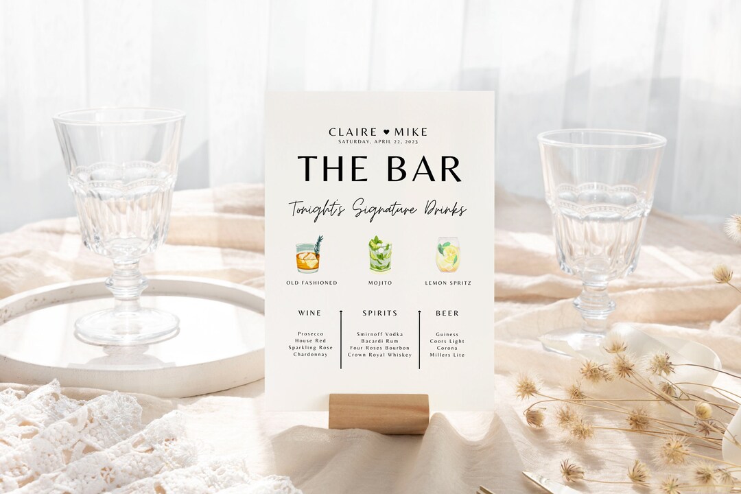 Bar Menu Template Canva, Bar Menu Template, Modern Editable Drink Menu ...