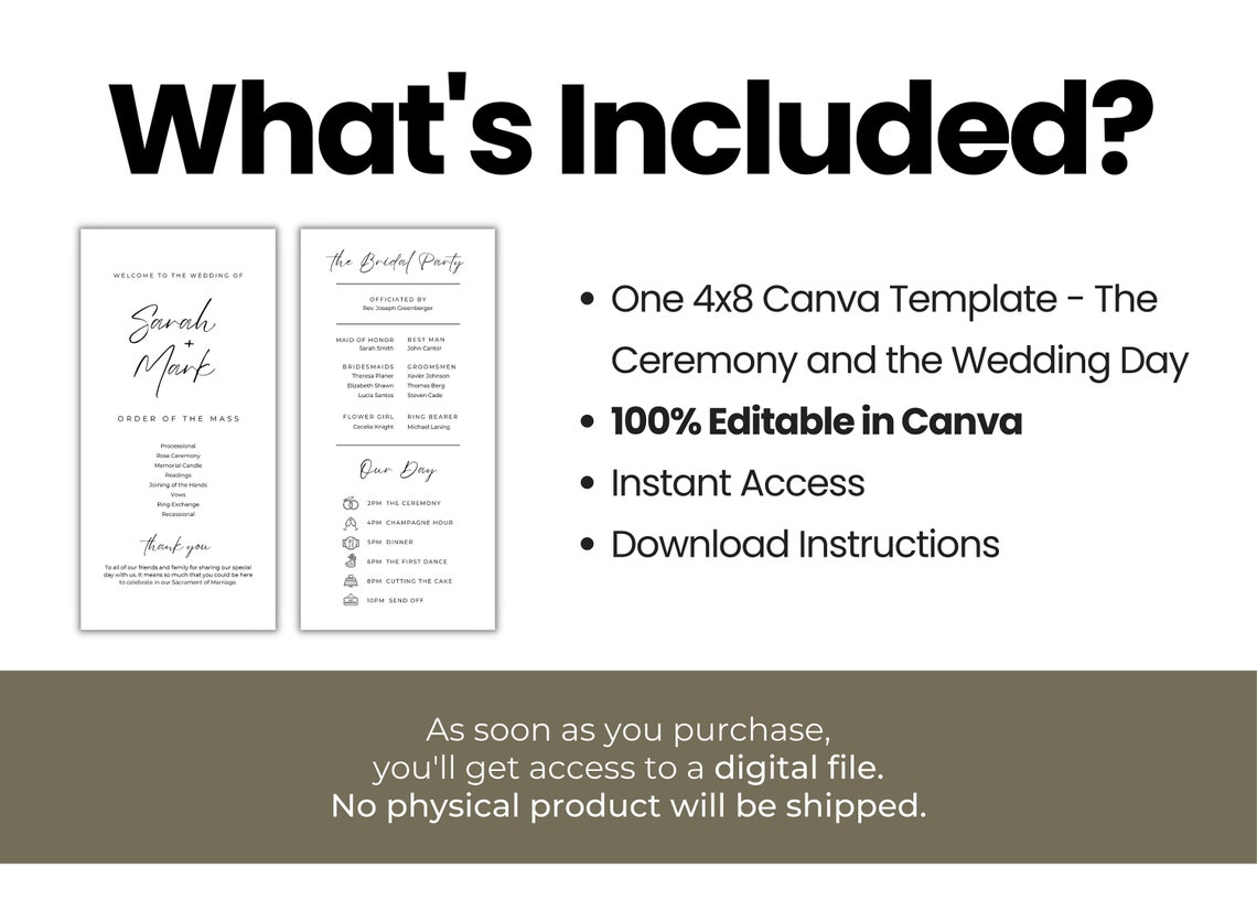 Catholic Wedding Program Template Canva, Custom Nuptial Mass Church ...