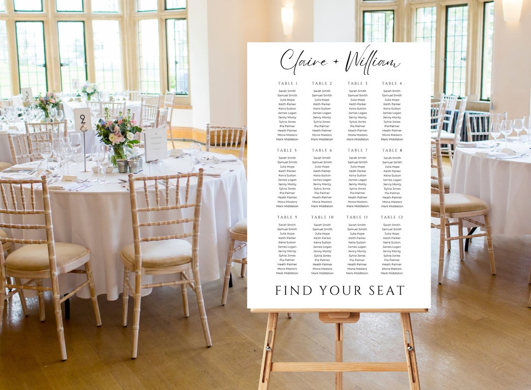 Wedding Seating Chart Template 12 Tables, Wedding Seating Plan Template ...