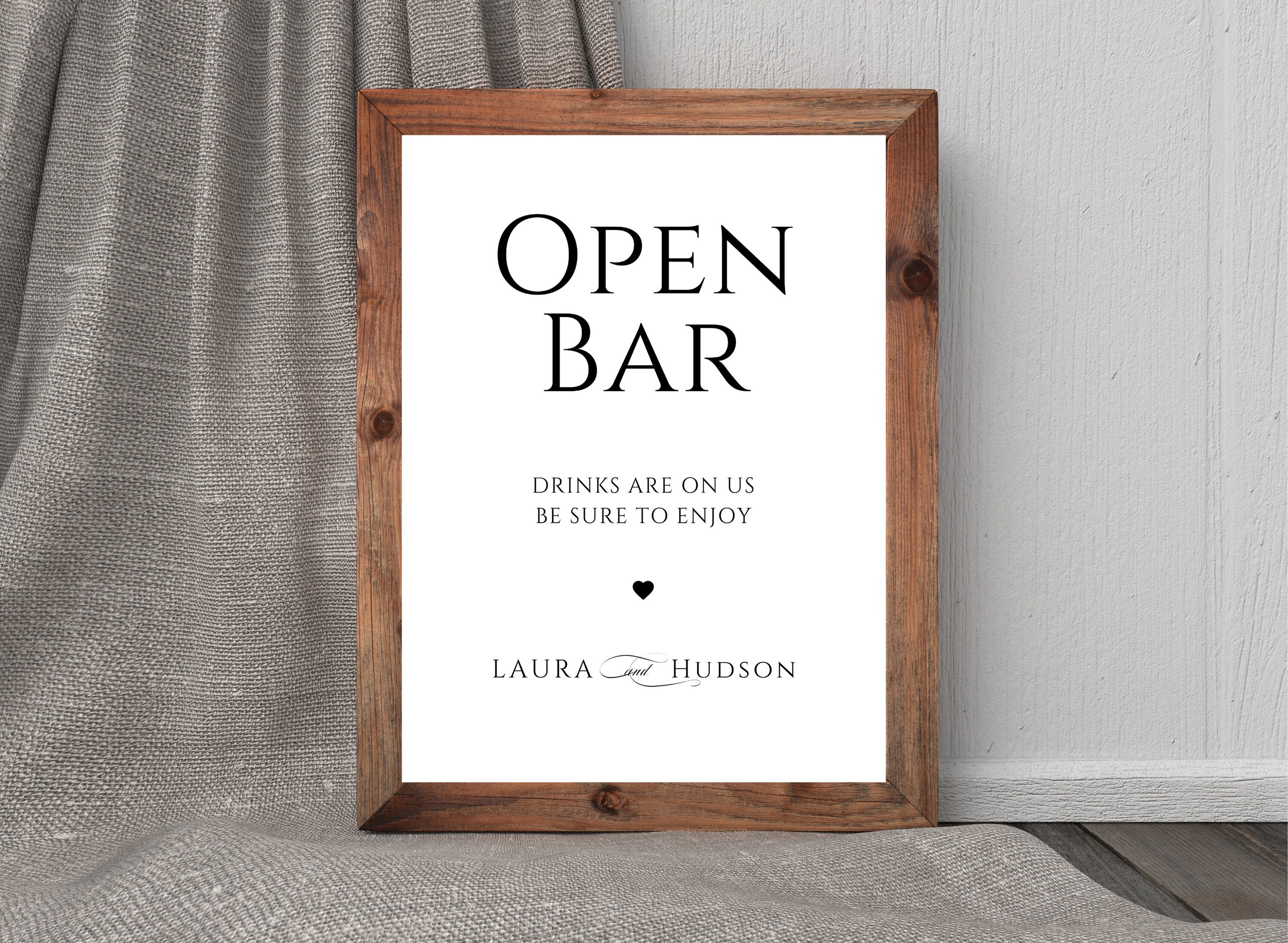 Minimalist Open Bar Sign, Editable Canva Template, Instant Download ...