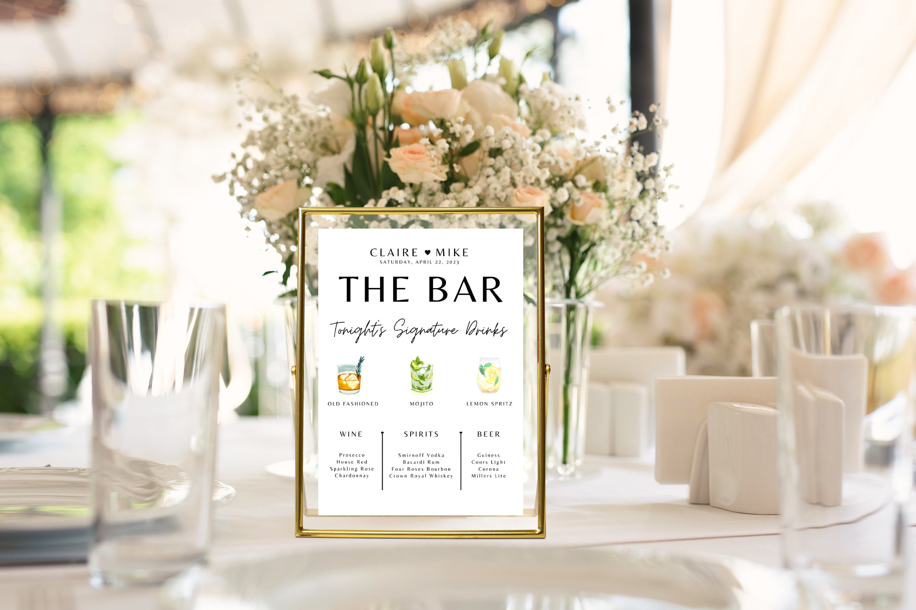 Bar Menu Template Canva, Bar Menu Template, Modern Editable Drink Menu ...