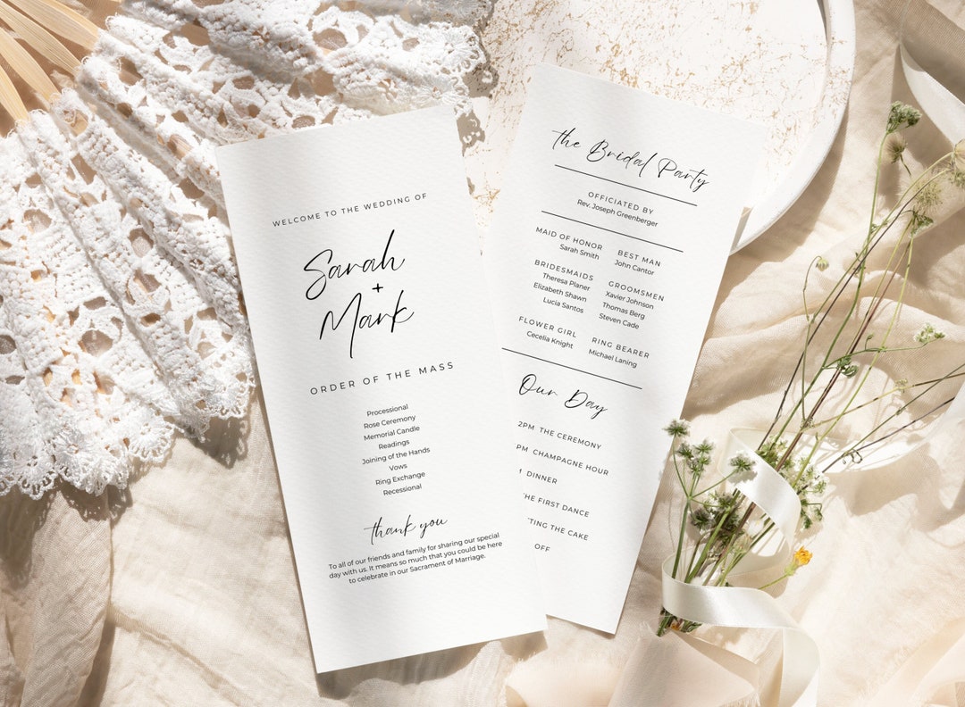 Catholic Wedding Program Template Canva, Custom Nuptial Mass Church ...