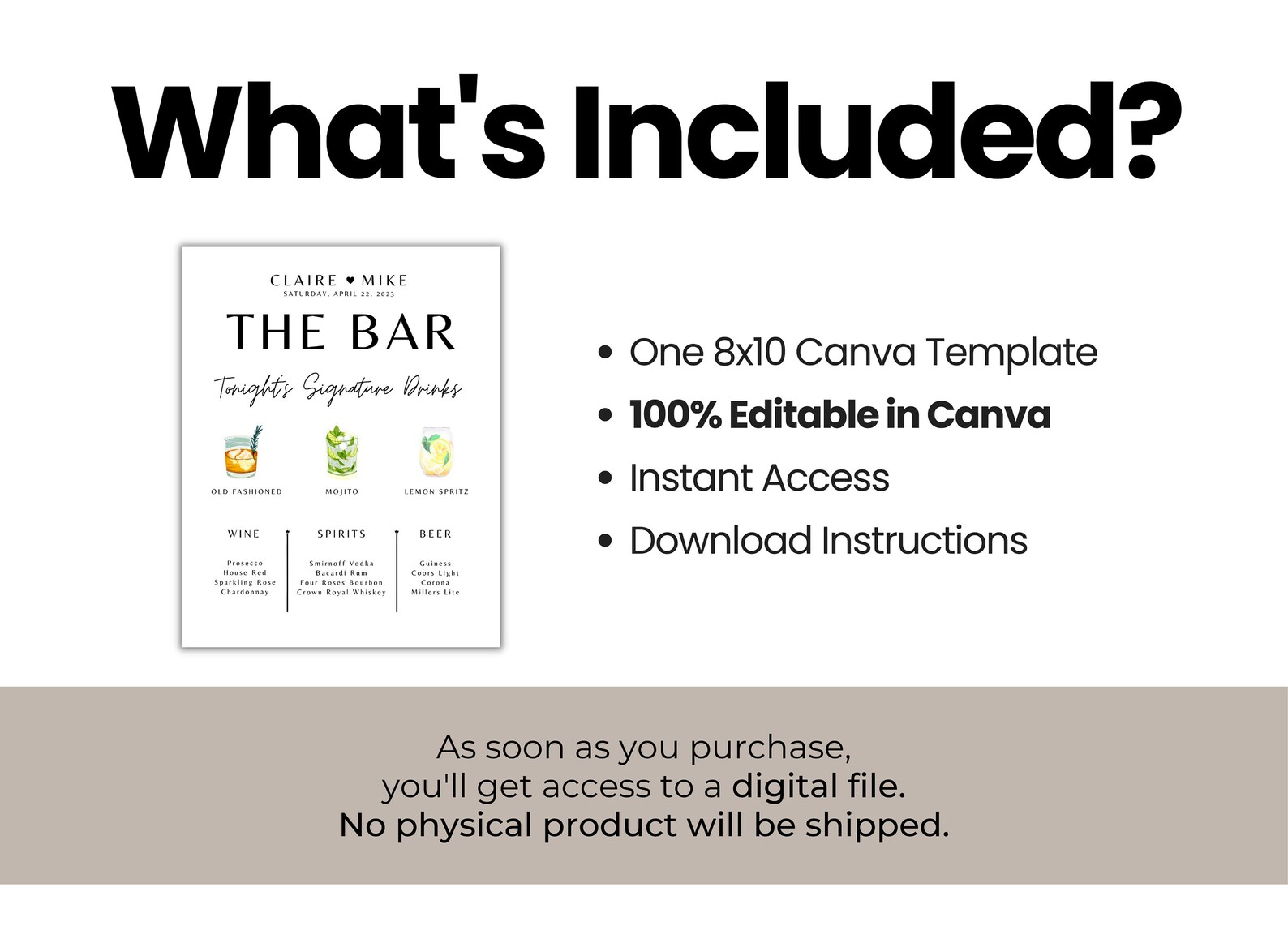 Bar Menu Template Canva, Bar Menu Template, Modern Editable Drink Menu ...
