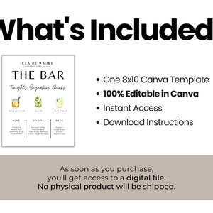 Bar Menu Template Canva, Bar Menu Template, Modern Editable Drink Menu ...
