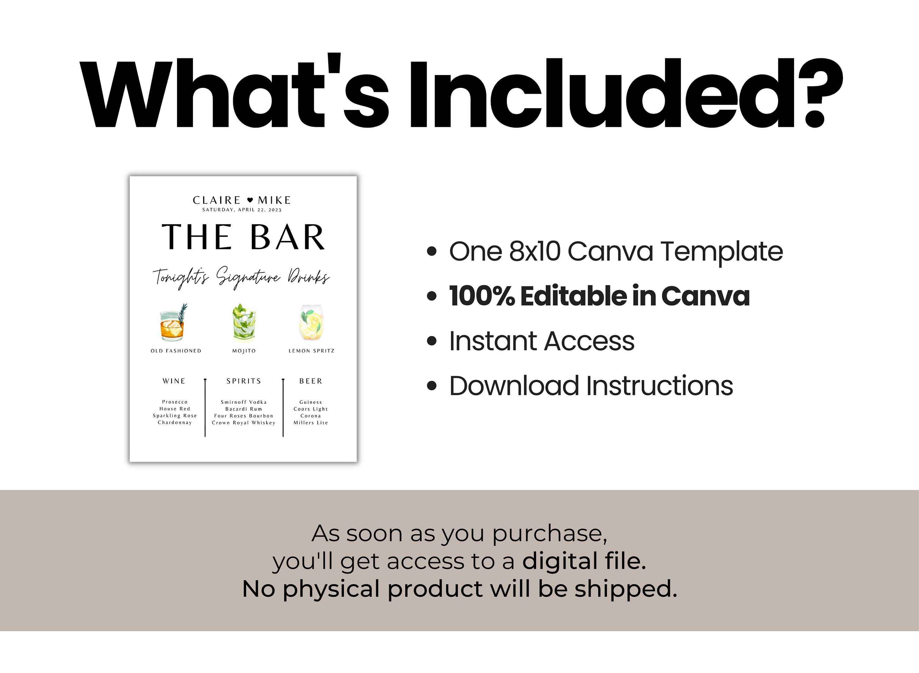Bar Menu Template Canva, Bar Menu Template, Modern Editable Drink Menu ...