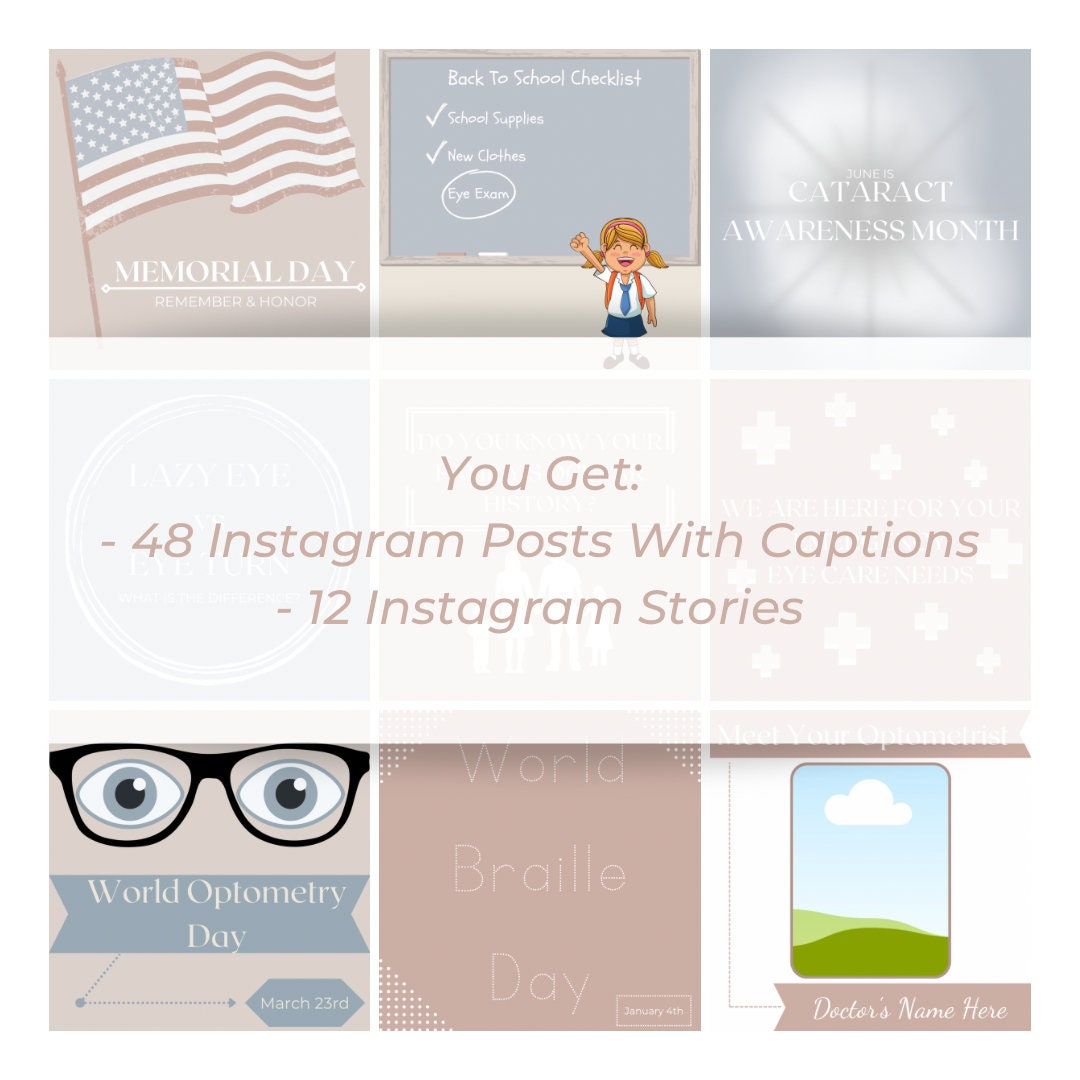 Sixty Optometry Instagram Templates With Captions Canva - Etsy