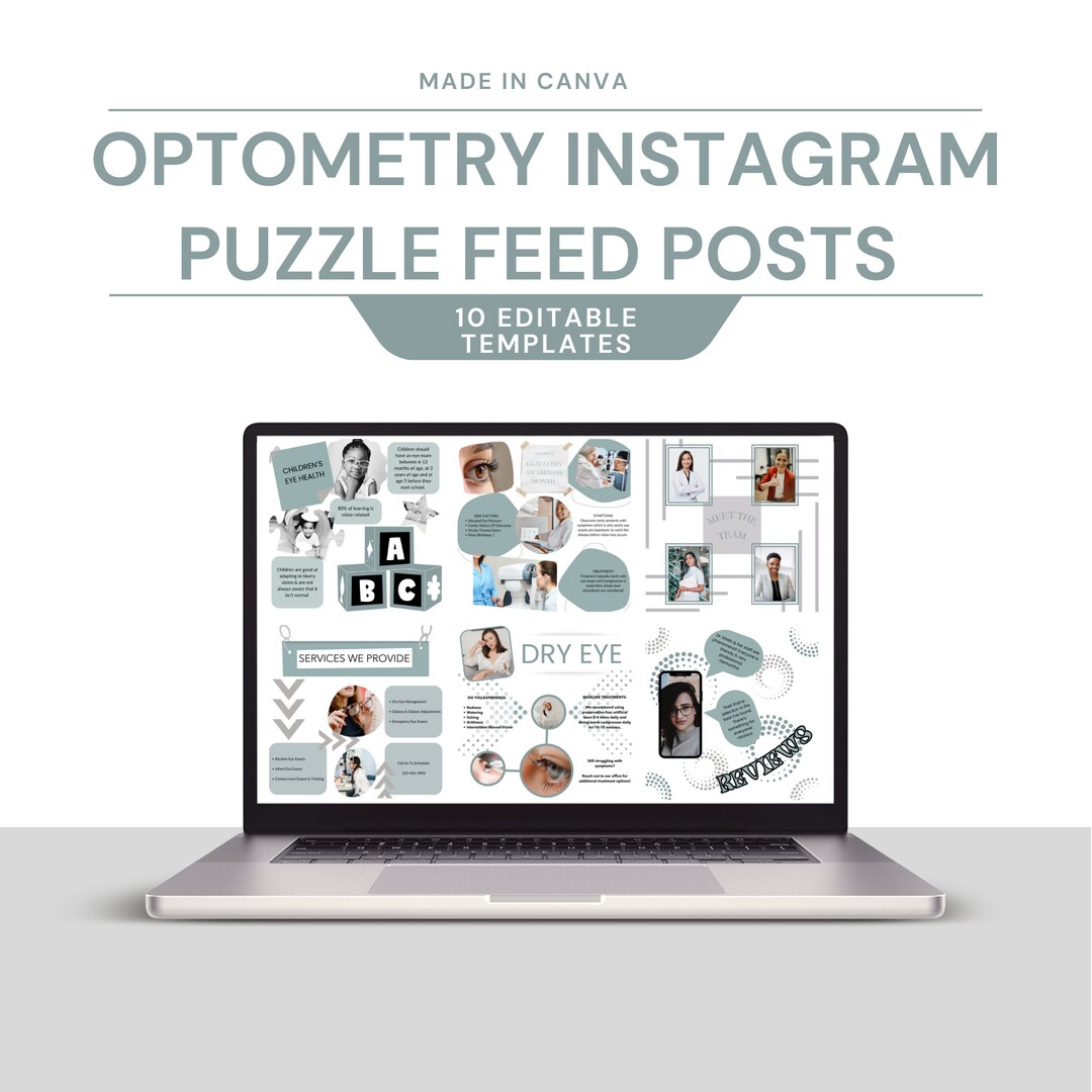 Optometry Puzzle Feed Instagram Templates | 90 Total Posts Included ...