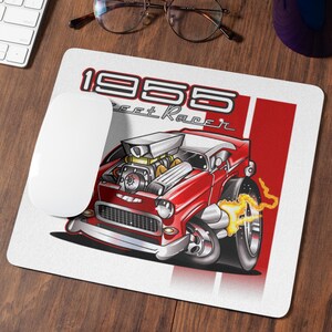 55 Chevy Hot Rod Mouse Pad | Retro Car Design – Mouse Pads for Men ...