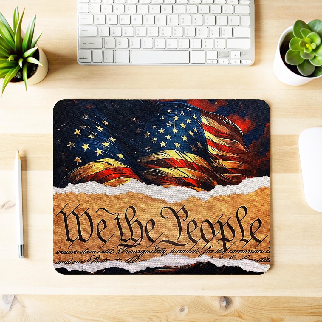 Patriotic USA Flag Mouse Pad - We the People Constitution Design | USA ...