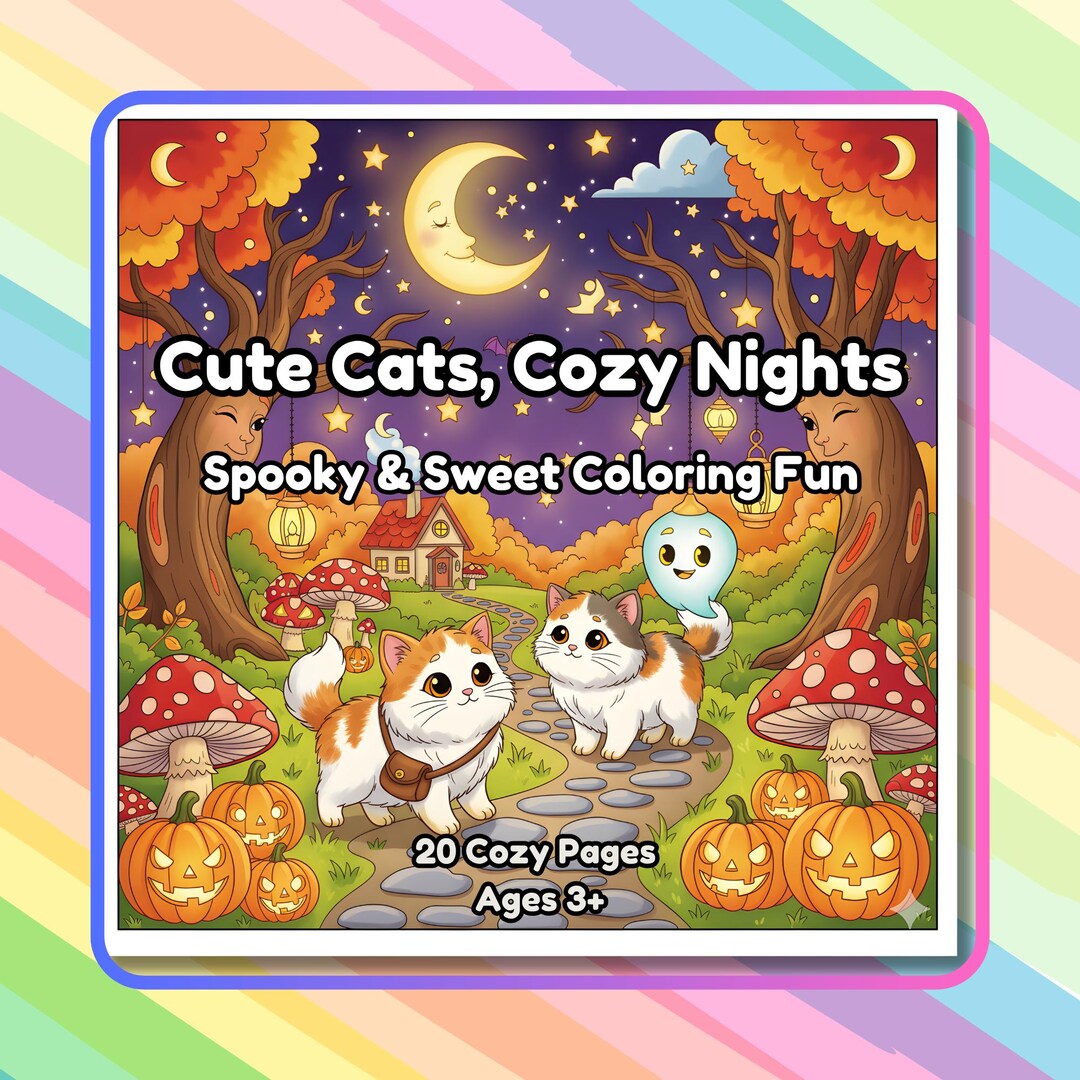 Spooky Cat Coloring Pages | Halloween Printable Book for Kids | 20 (PDF ...