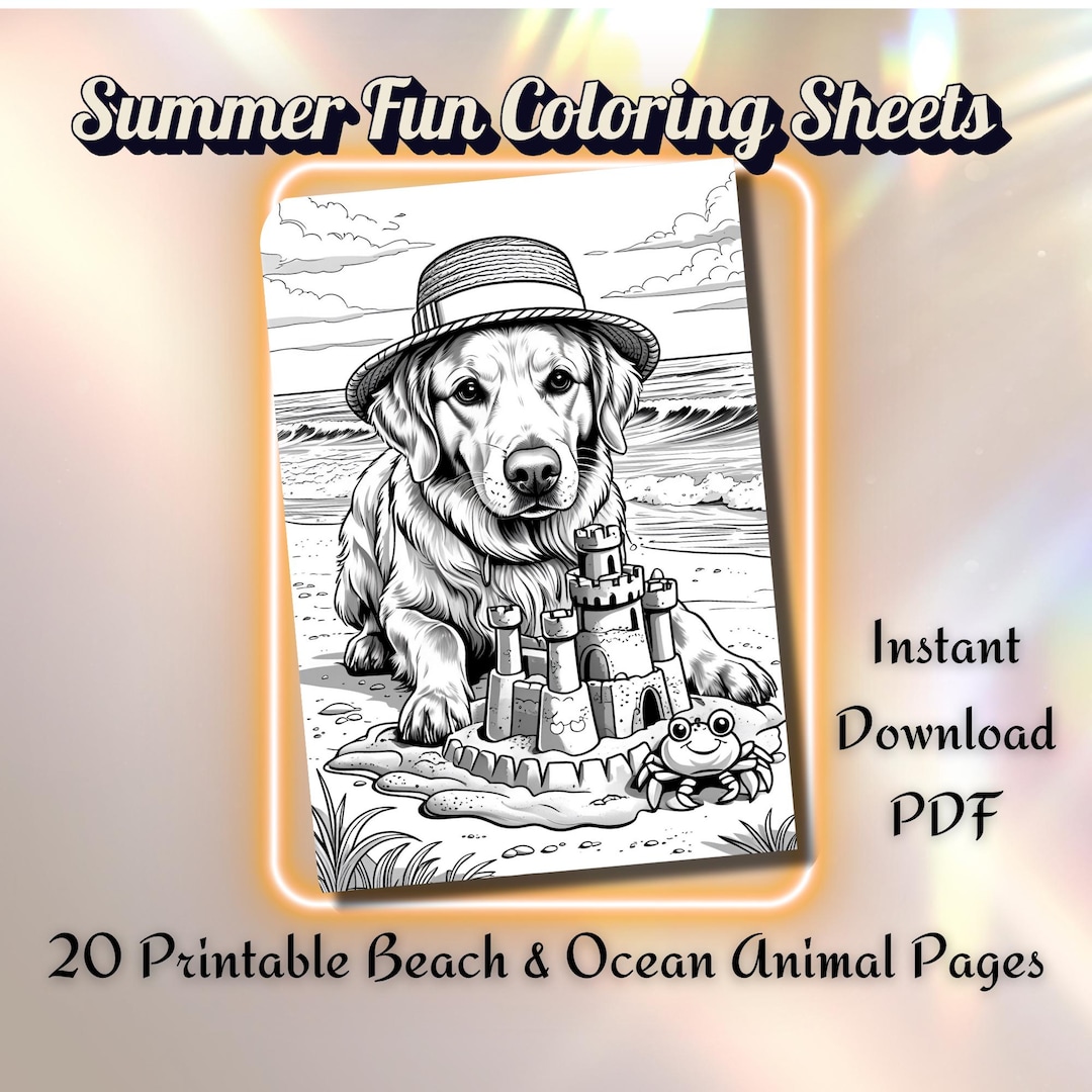 Summer Animal Coloring Sheets – 20 Printable Beach, Ocean Pages PDF ...