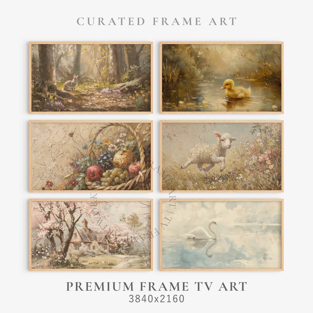 Spring Vintage Set of 6 TV Frame Oil Painting TV Frame Art Spring ...