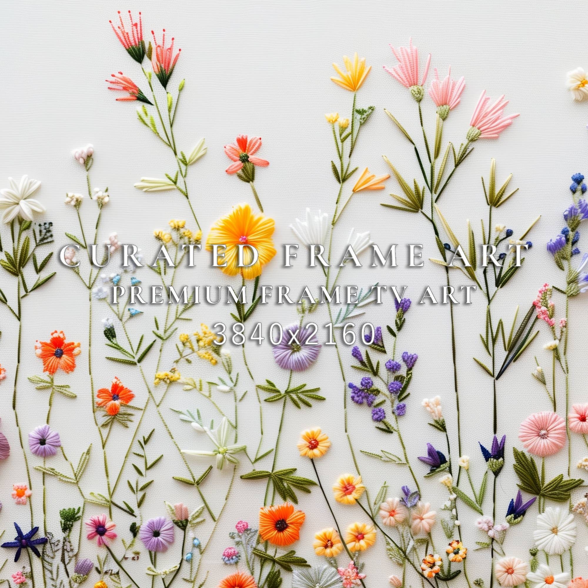 Cute Wildflower Field Embroidery Frame TV Art, Spring Floral Frame TV ...