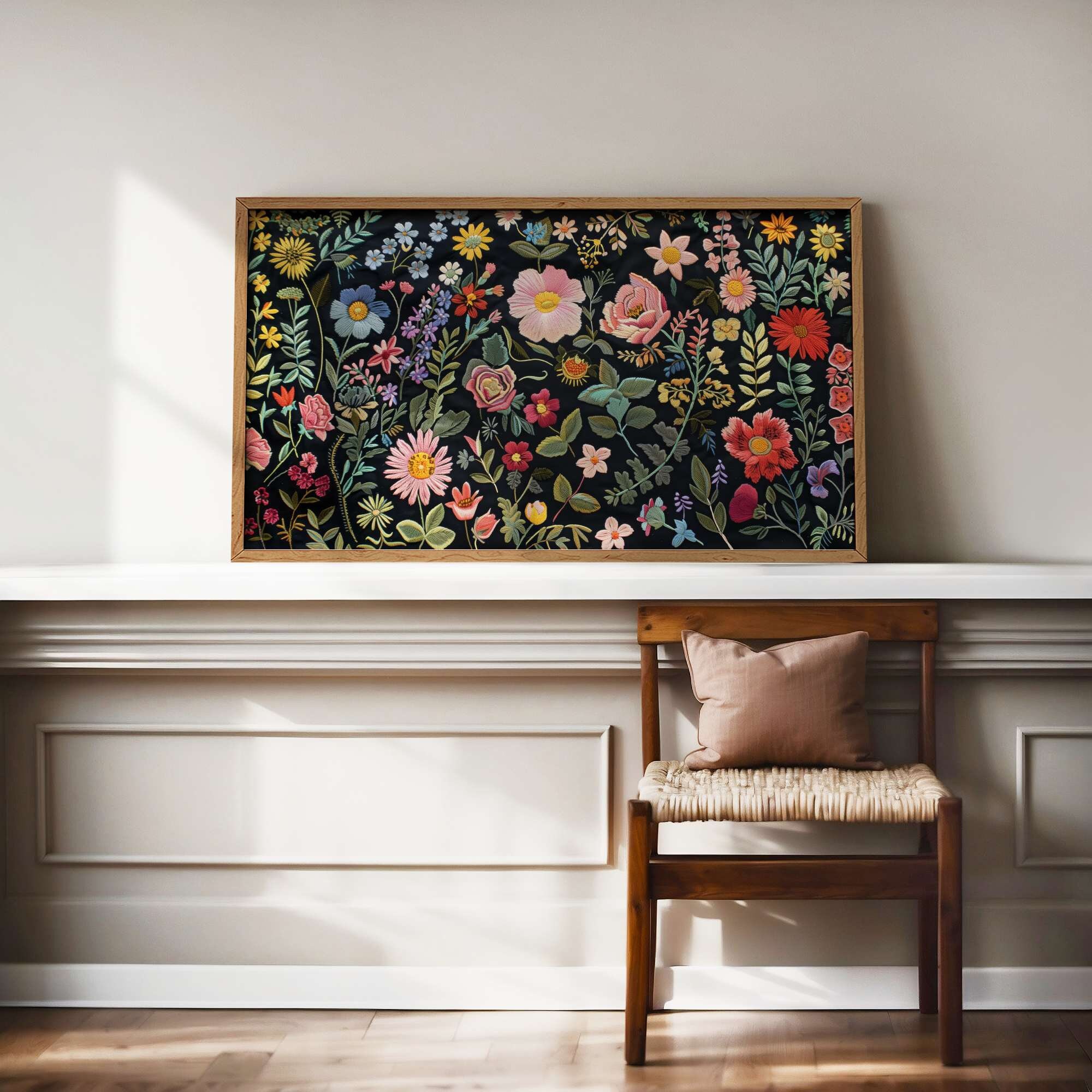 Dark Botanical Frame TV Art, Spring Flower TV Art , Floral TV Wallpaper ...