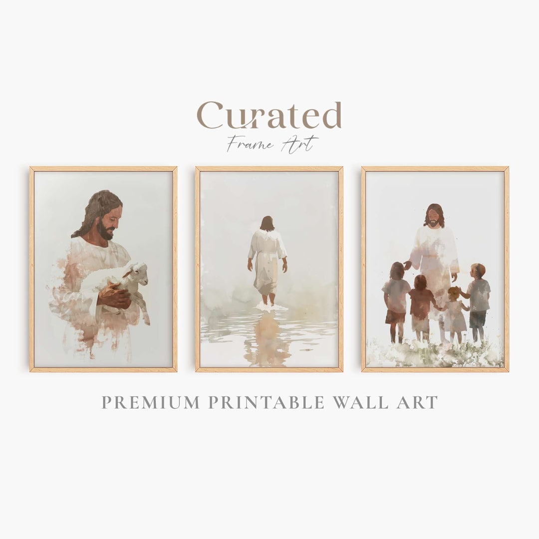 Jesus Christ Set of 3, Minimalist Religious Printable Wall Art Bundle ...