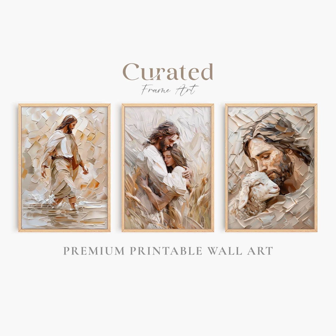Jesus Christ Set of 3, Religious Print, Printable Wall Art, Digital ...
