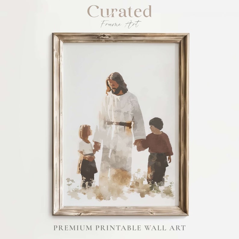 Jesus Teaching Children Printable Wall Art, Minimalist Religious ...