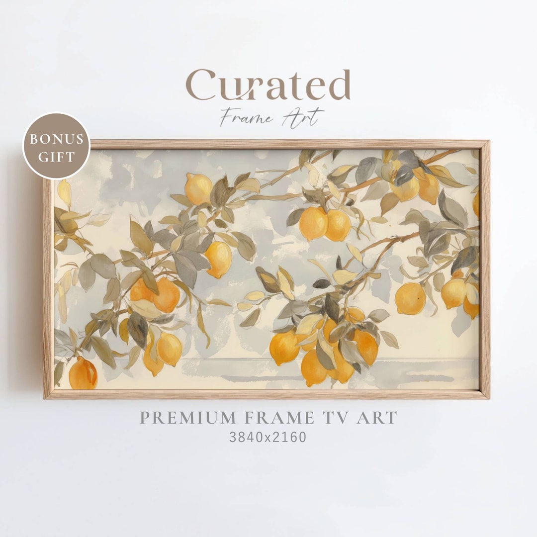 Samsung Frame TV Art, Vintage Lemon Tree Painting, Retro Citrus Frame ...