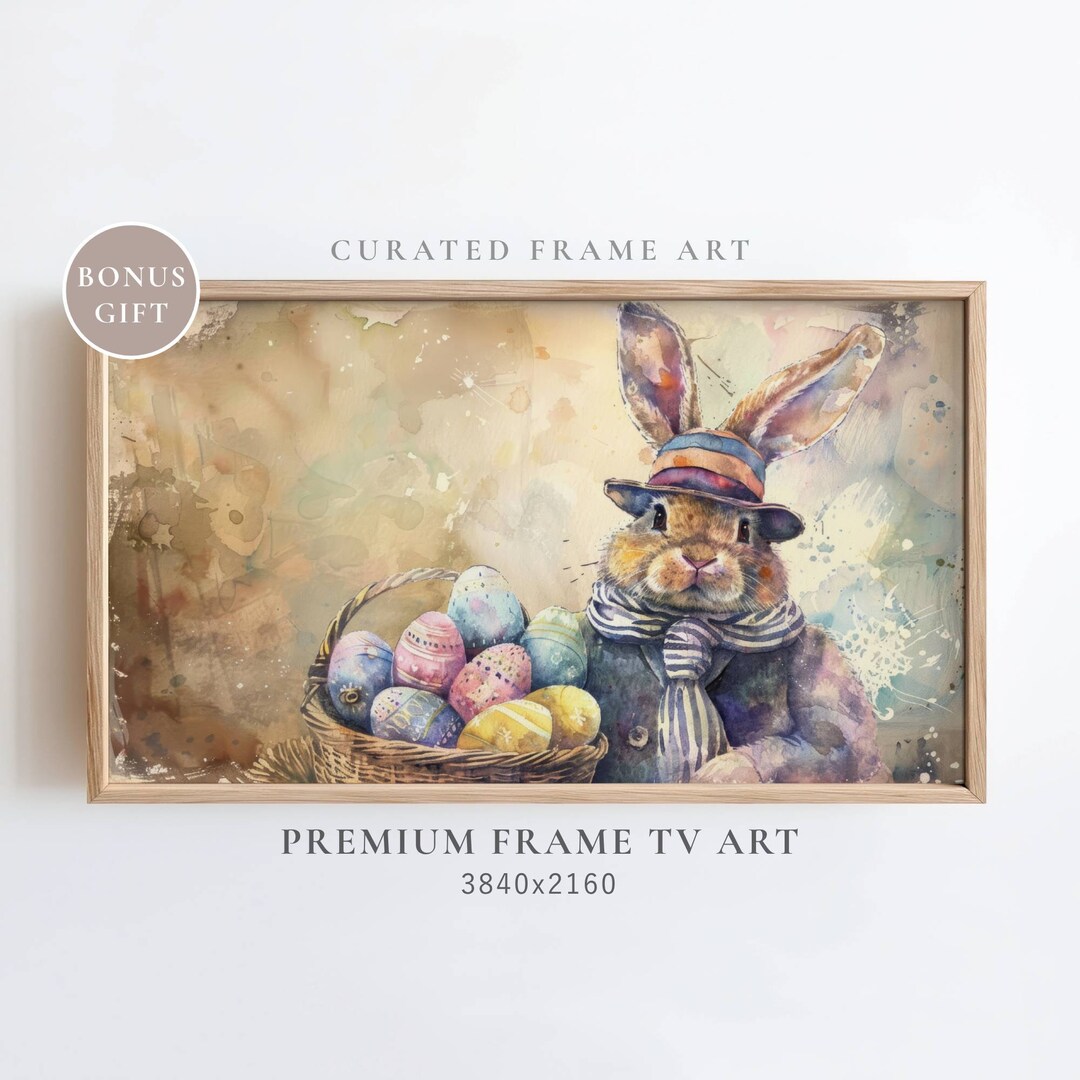 Samsung Frame TV Art, Easter Bunny Art, Spring Bunnies Painting, Rabbit ...