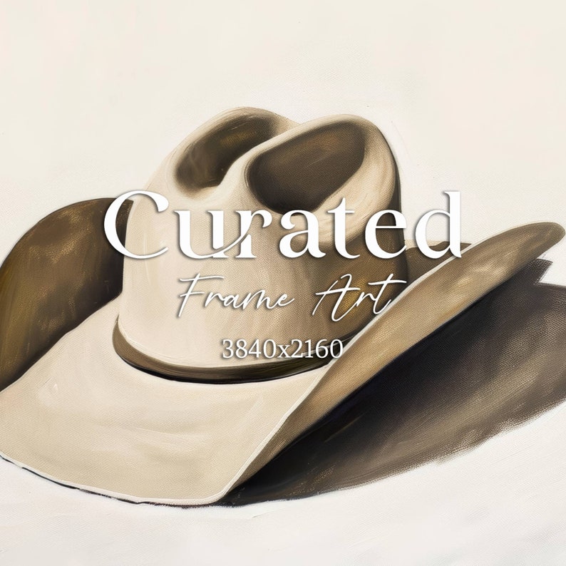 Cowboy Hat Frame TV Art, Cowgirl Hat Painting, Retro Western Frame TV ...