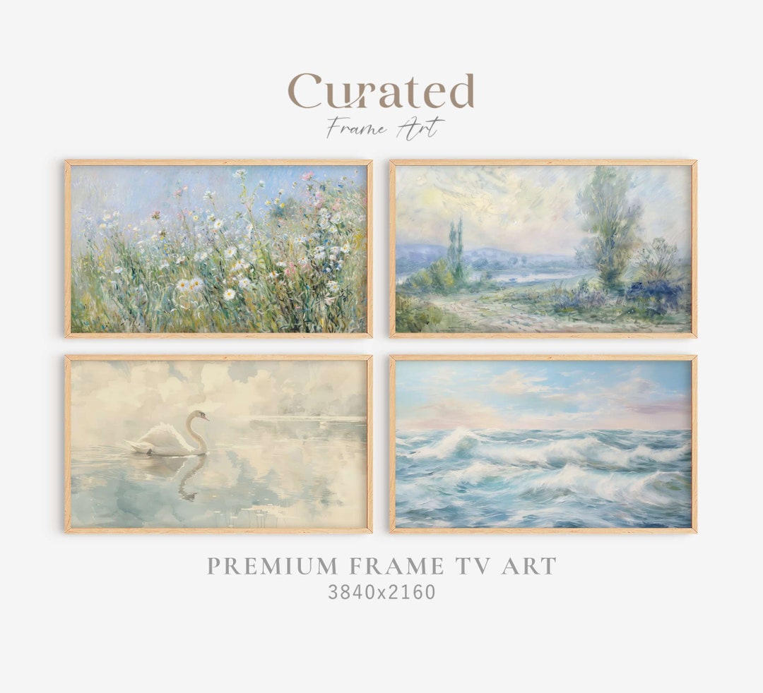 Soft Pastel Colored Set of 4 Frame TV Art, Frame TV Bundle for Summer ...