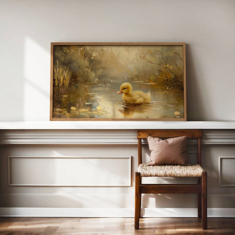 Spring Baby Duck Oil Painting TV Frame Art Spring Little Duckling ...