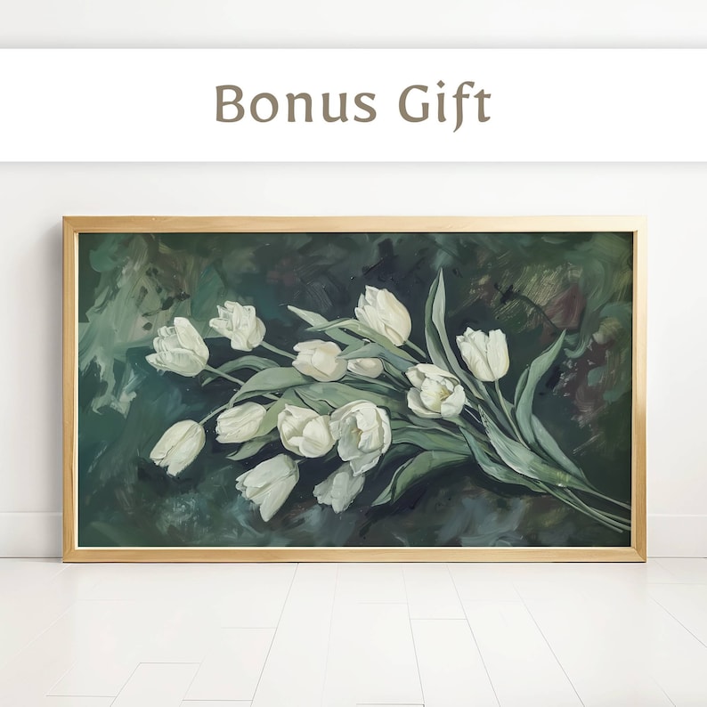 Flower Painting Frame TV Art, Antique Dark Purple Plum Wildflower ...