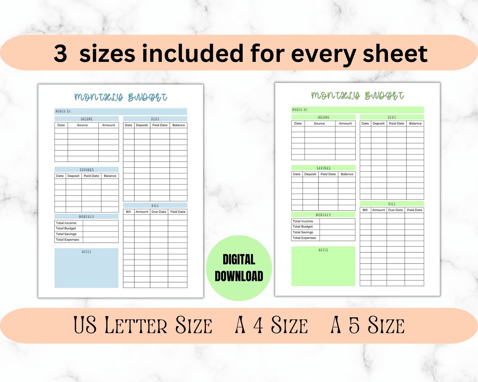 Monthly Budget Planner, Debt Tracker, Password and Subscription ...