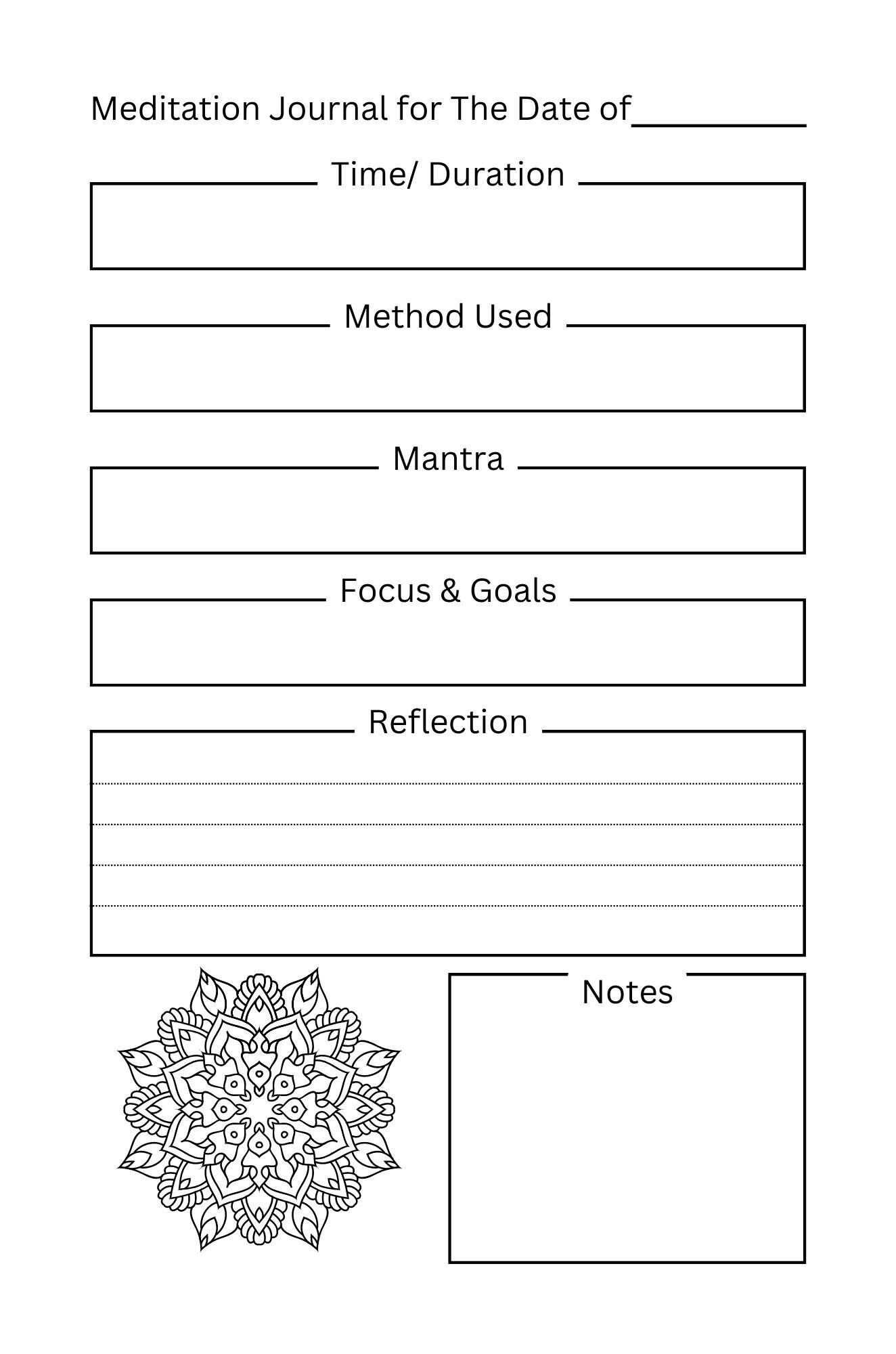 Meditation Tracker Printable Daily Meditation Journal meditation ...
