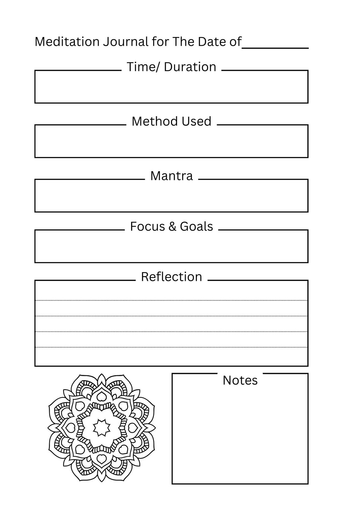 Meditation Tracker Printable Daily Meditation Journal meditation ...