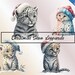 Christmas Snow Leopards With Santa Hat Clipart, Deer Clipart, Png ...