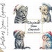 Christmas Snow Leopards With Santa Hat Clipart, Deer Clipart, Png ...