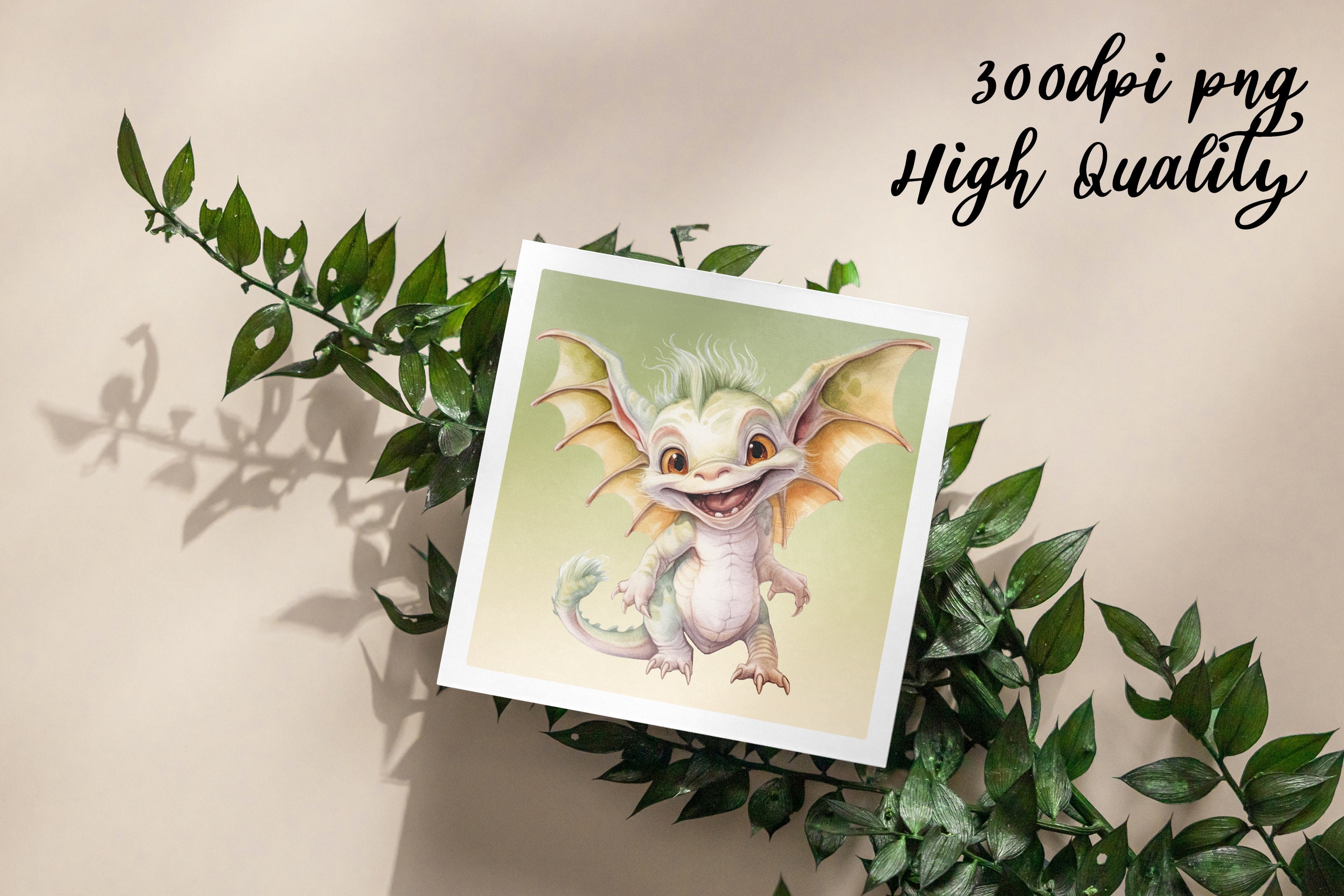 Set of 5 Happy Watercolor Gremlin Dragons Watercolor Dragons - Etsy