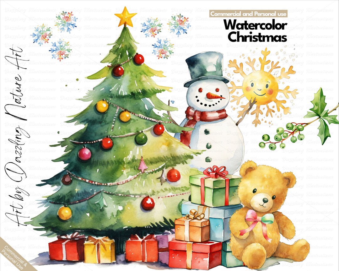 Watercolor Christmas Clipart Set Watercolor Christmas, Christmas PNG ...