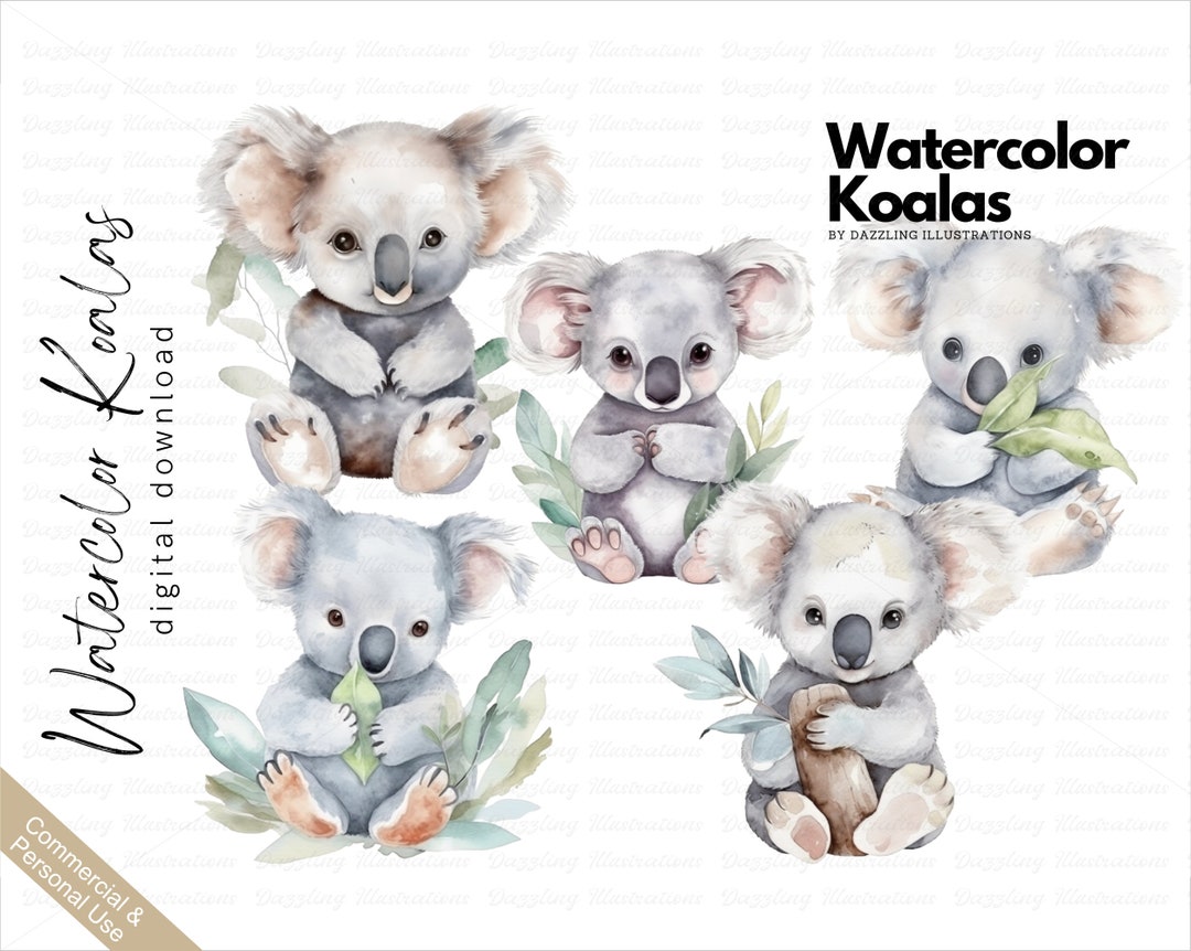 Cute Watercolor Koala Bear, Watercolor Bear, Australian Animal ...