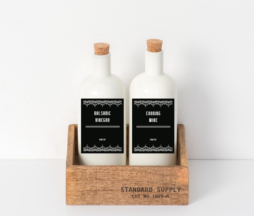 Pantry Labels Henna Design in Black, Kitchen Organization Labels ...