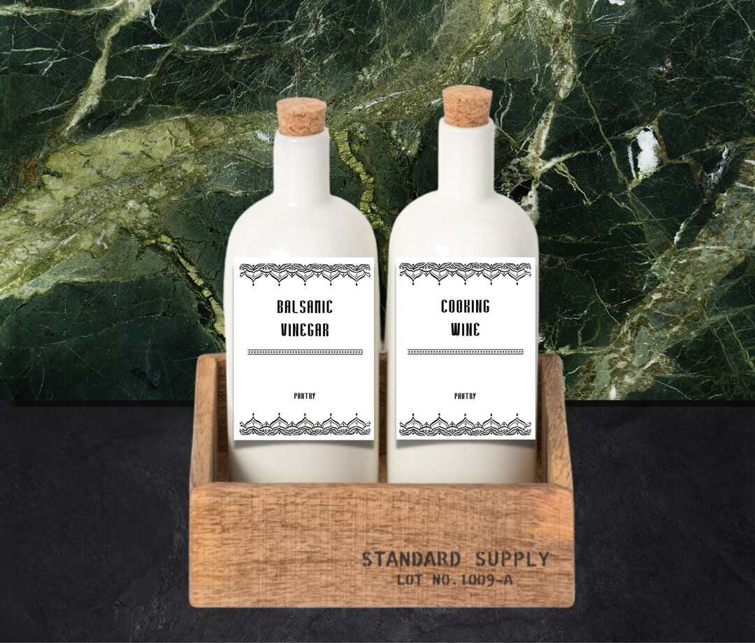 Pantry Labels Henna Design, Kitchen Organization Labels in White ...