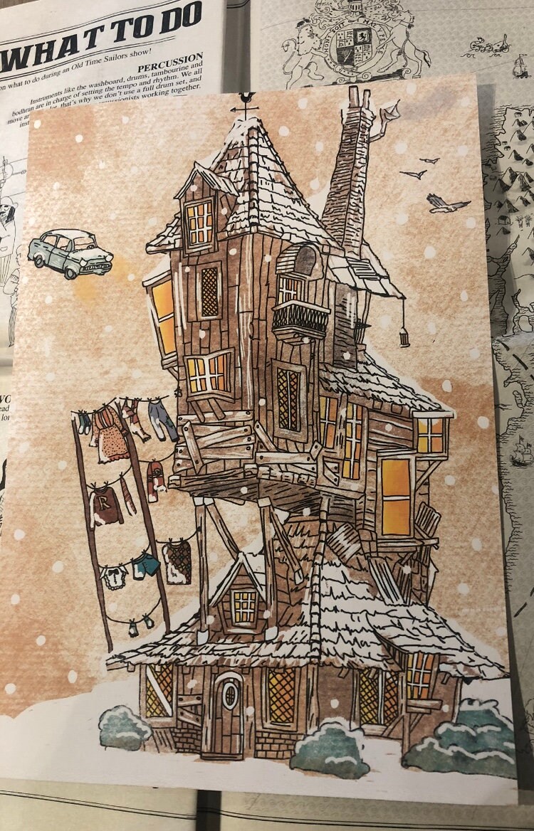 Harry Potter Christmas Weasley Burrow Weasley House Art Print Artwork ...