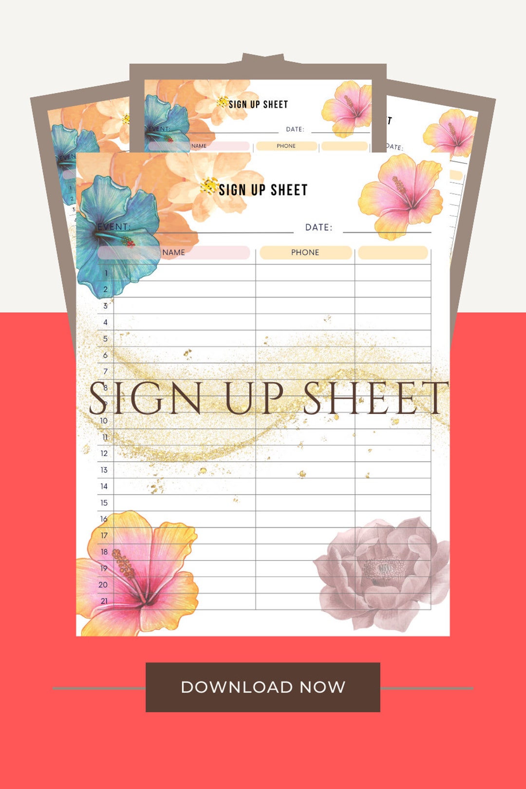 Sign up Sheet floral Theme - Etsy Australia