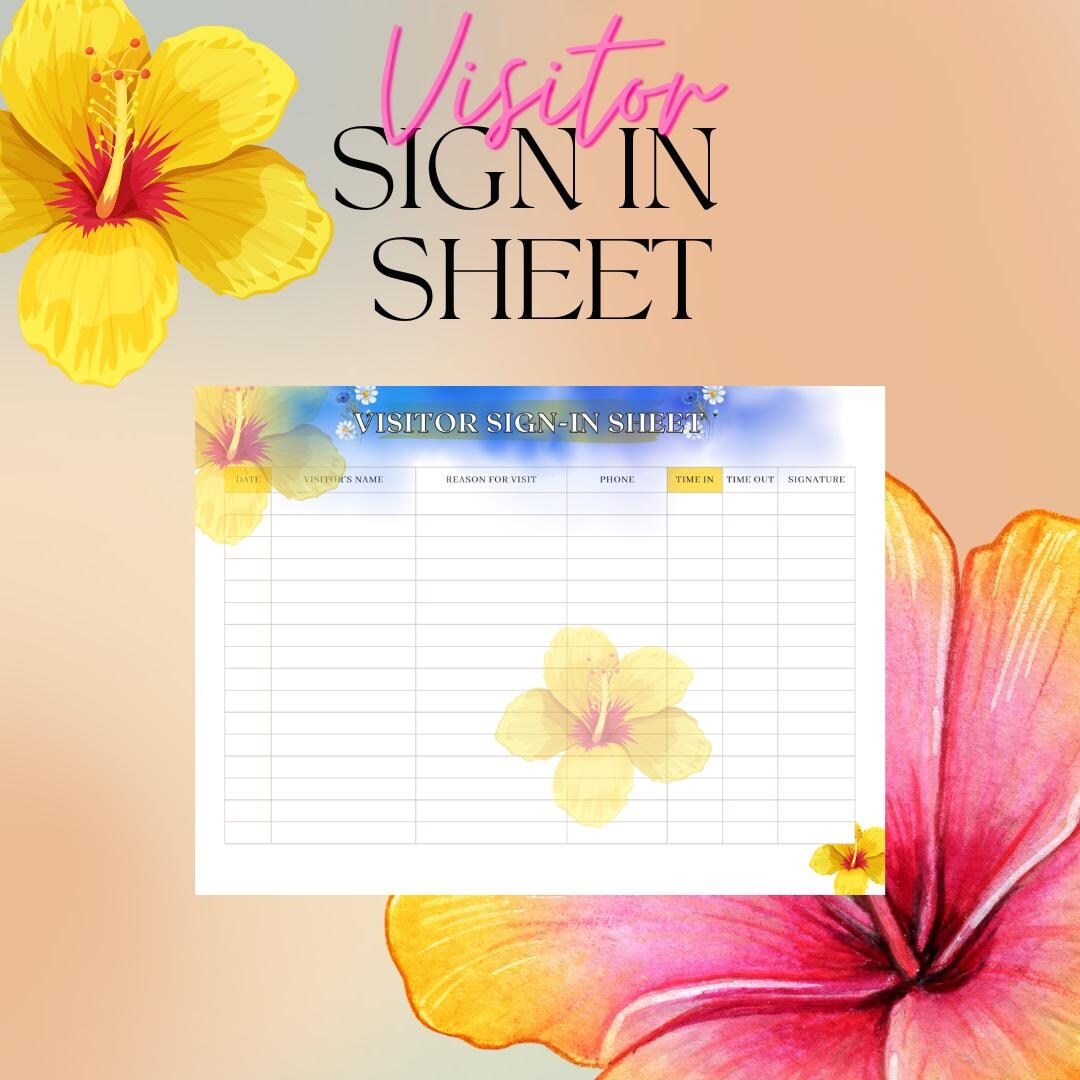 Visitor Sign in Sheet Doctor or Office Sign in Sheet - Etsy