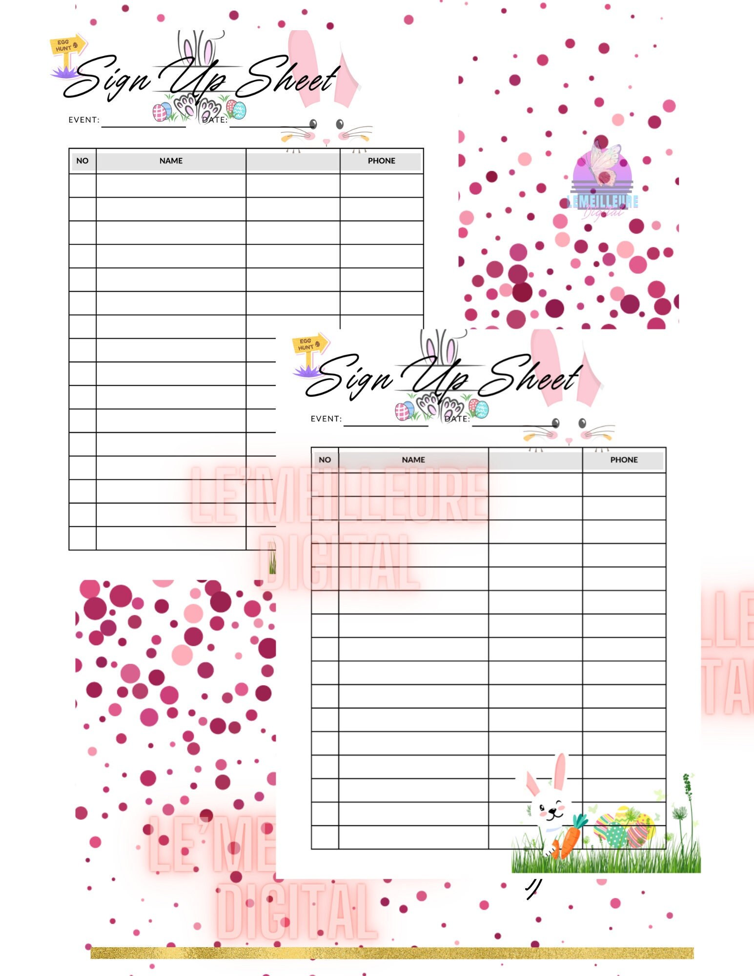 Bunny Easter Sign up Sheet, Template, Customized + Editable Sign in ...