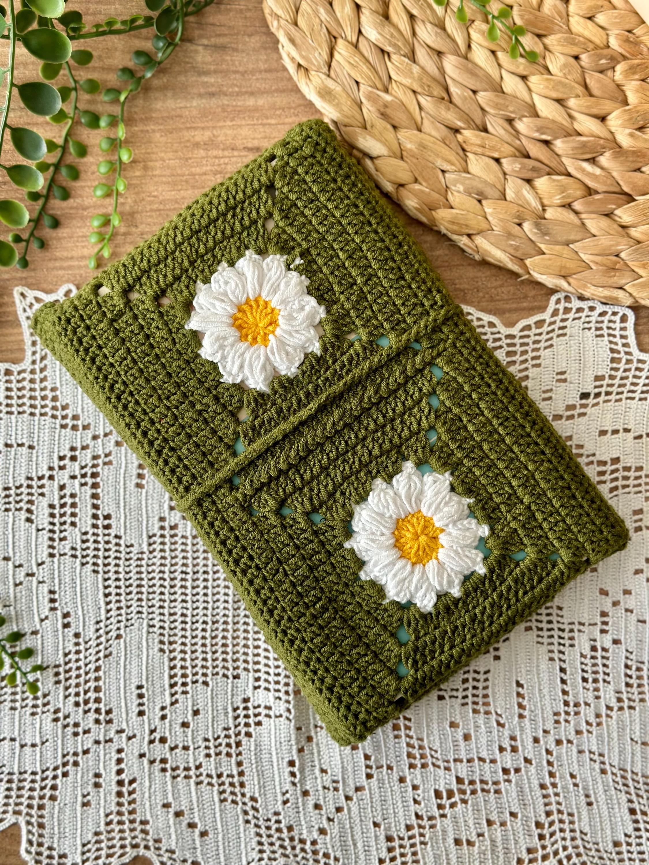 Granny Square Daisy Book Cover, Crochet Daisy Bool Sleeve - Etsy