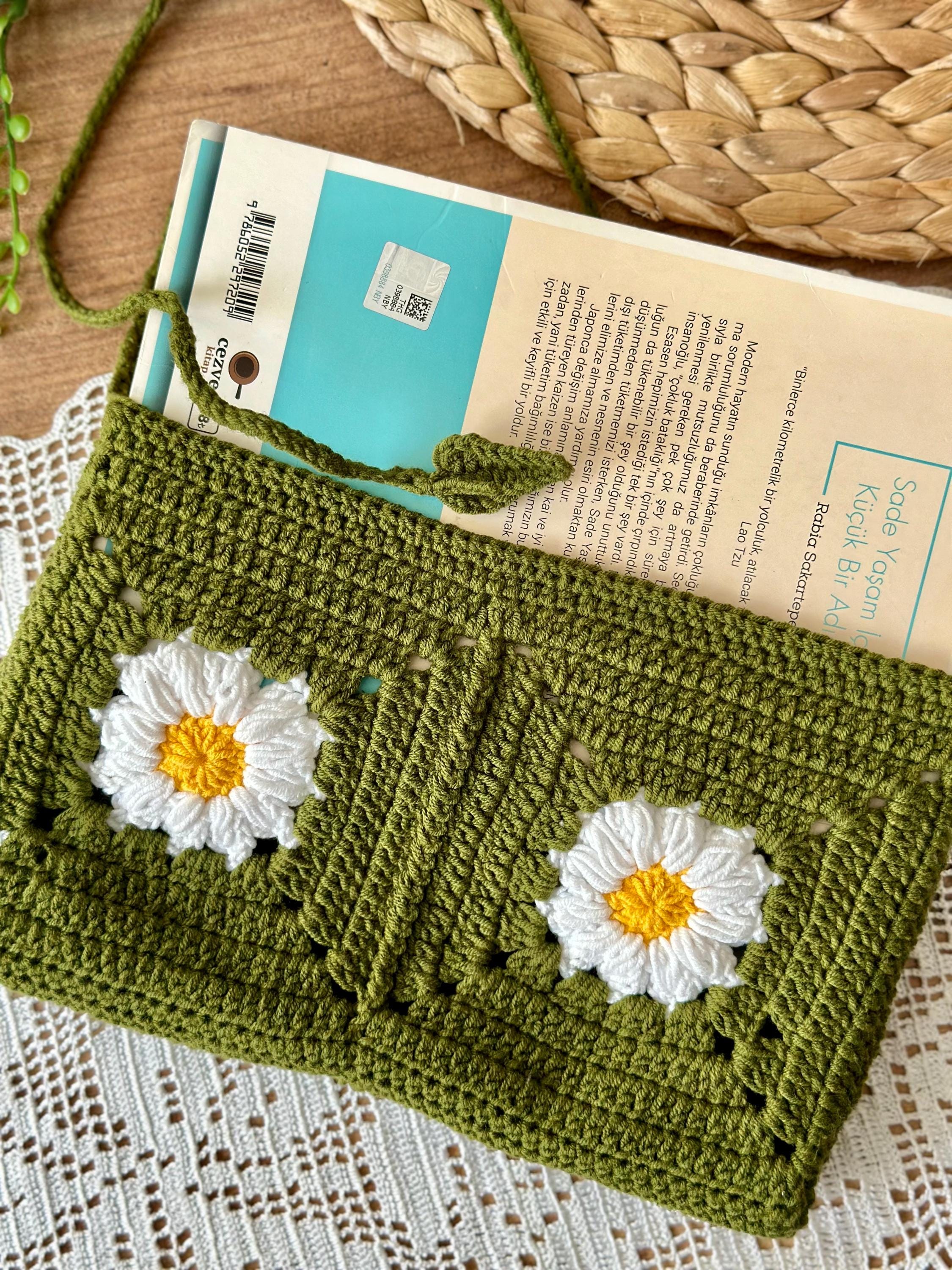 Granny Square Daisy Book Cover, Crochet Daisy Bool Sleeve - Etsy